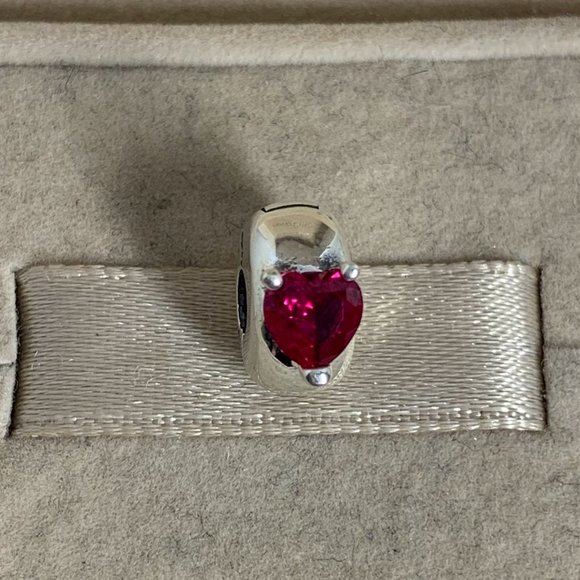 Pandora | Jewelry | Pandora Red Heart Solitaire Clip Charm | Poshmark
